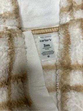 Carter's | One Pieces | Carters Cream And Tan Plaid Plush Hooded ...